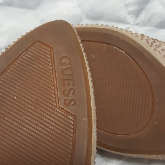 Guess | Shoes | Authentic Guess Tan Flats W Rosegold Rhinestones | Poshmark